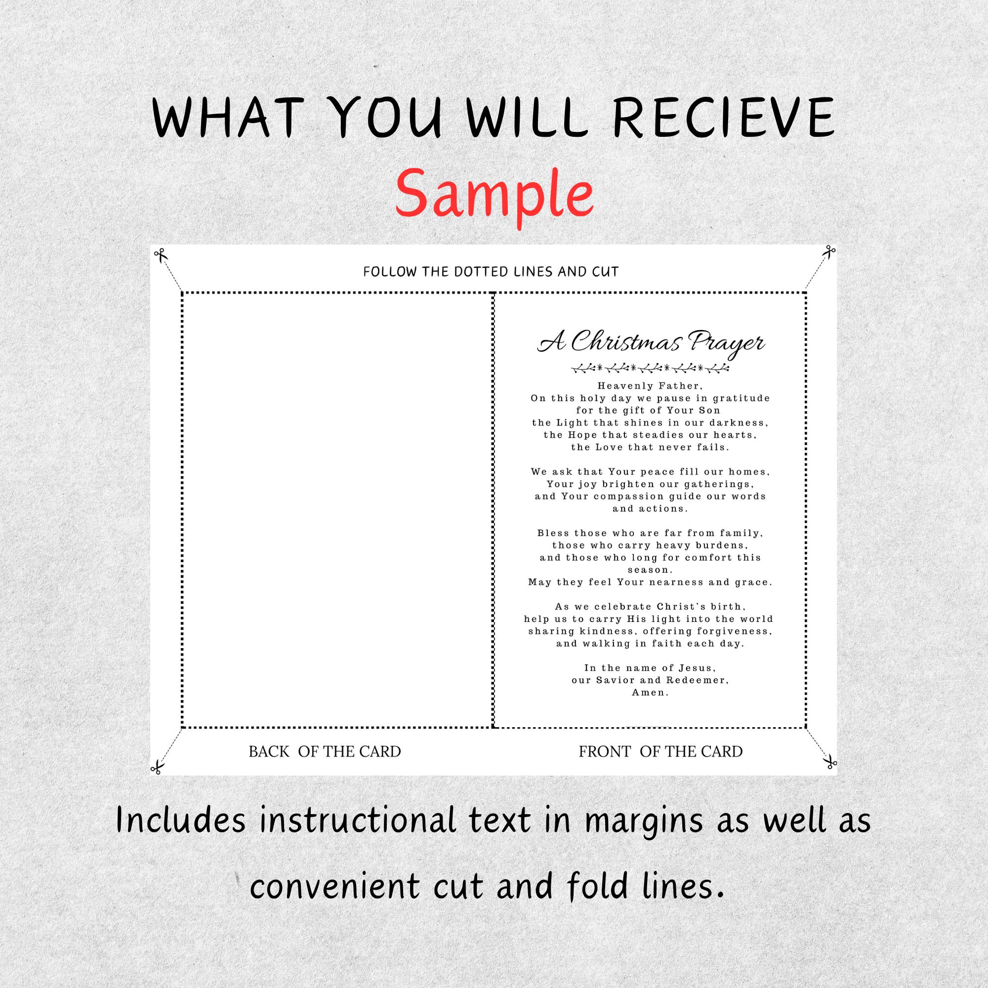 Christian Christmas Prayer Card Printable Faith Based Holiday Home ...