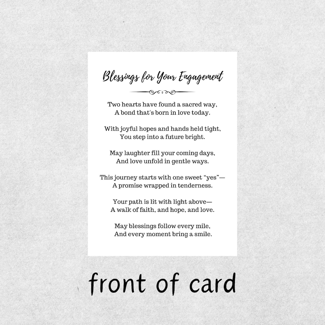 Engagement Blessing Card Printable Wedding Celebration Prayer Gift ...
