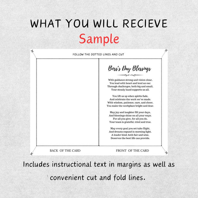 Boss Day Blessing Card Christian Poem Prayer Printable Faith Based ...