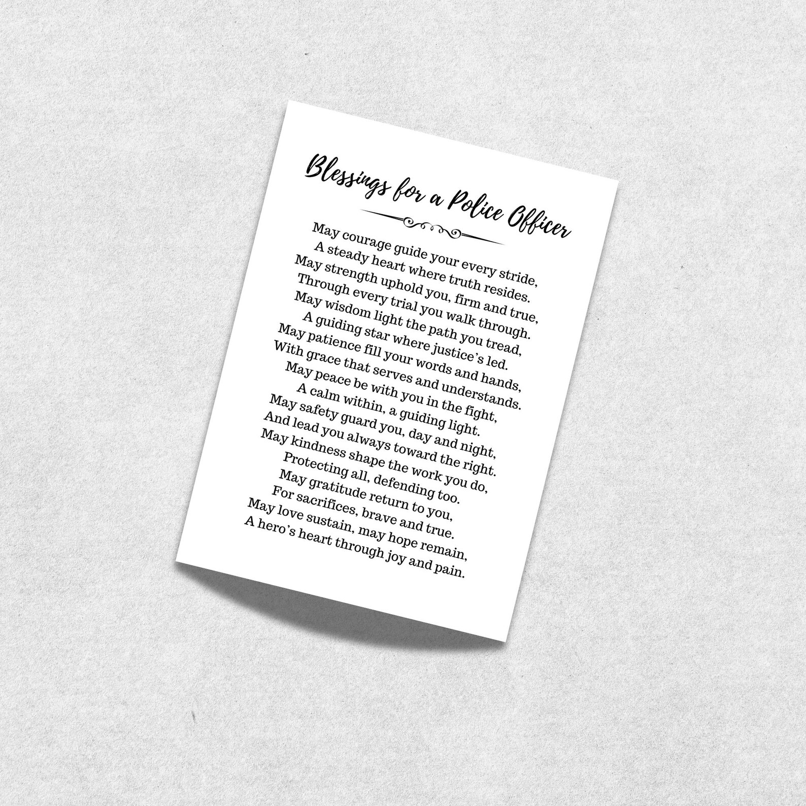 Police Officer Blessing Printable Card Christian Law Enforcement Gift ...
