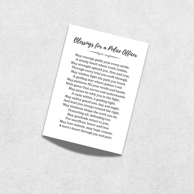 Police Officer Blessing Printable Card Christian Law Enforcement Gift ...