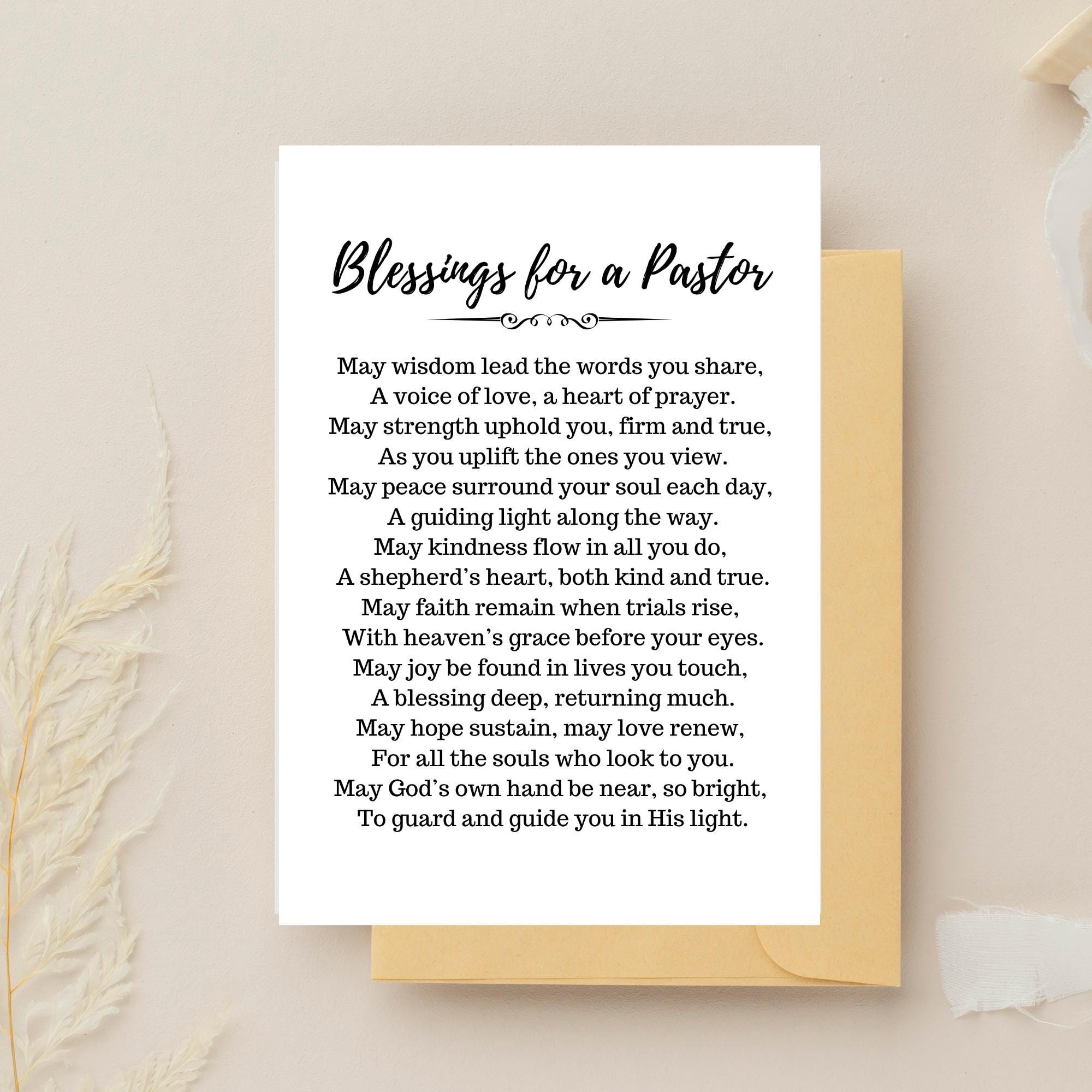 Pastor Blessing Printable Card Christian Pastor Appreciation Card Thank ...