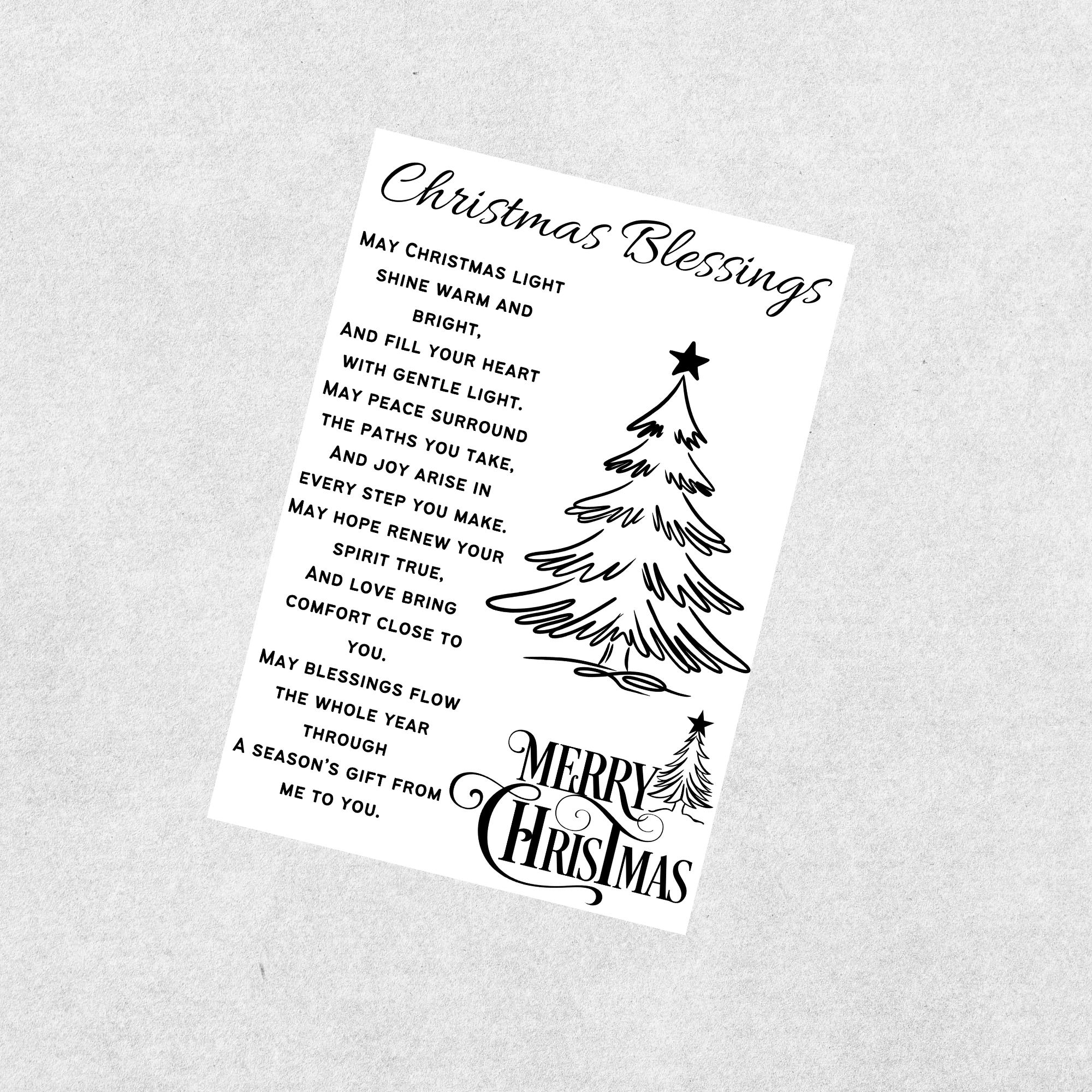 Christmas Blessings Card Printable Christian Poem Prayer Holiday Season ...