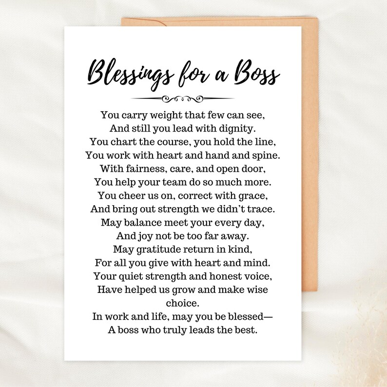 Boss Blessings Card Christian Inspirational Boss Greeting Card ...