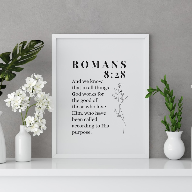 Romans 8 28 Bible Verse Wall Art Christian Printable Scripture All ...