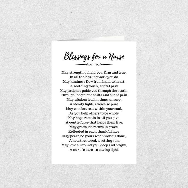 Blessings for a Nurse Printable Card Christian Nurse Gift Appreciation ...