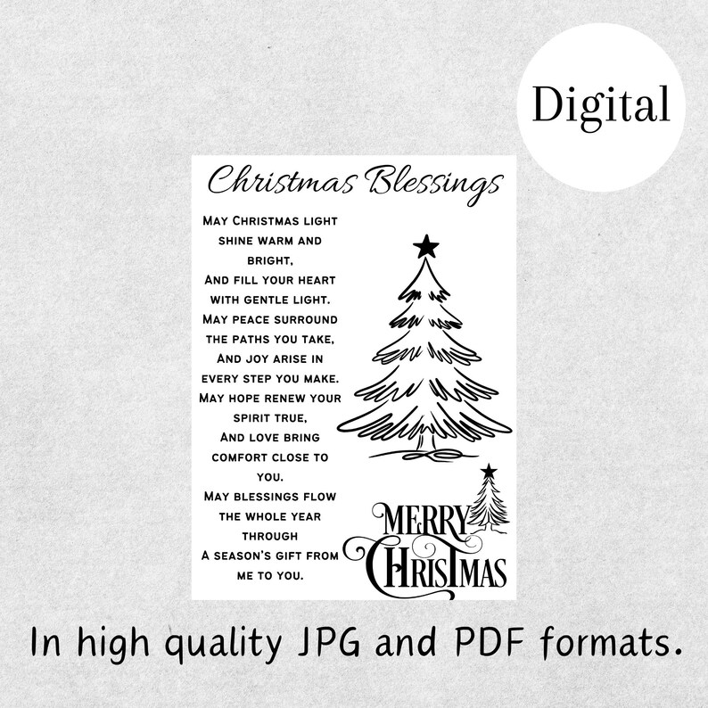 Christmas Blessings Card Printable Christian Poem Prayer Holiday Season ...