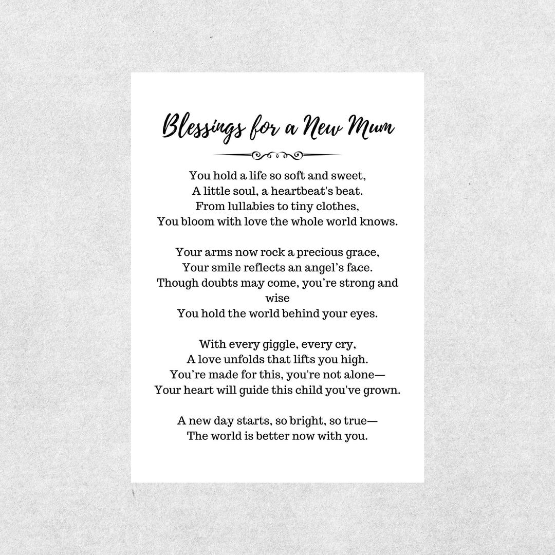 New Mum Blessing Card Christian Printable Prayer Gift Encouragement ...