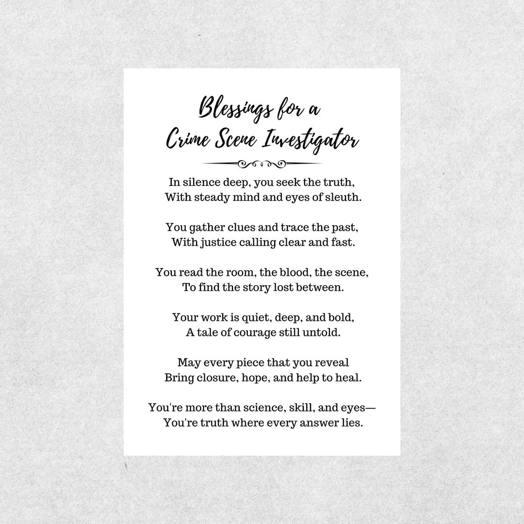 Crime Scene Investigator Blessing Card Christian Poem Prayer Printable ...