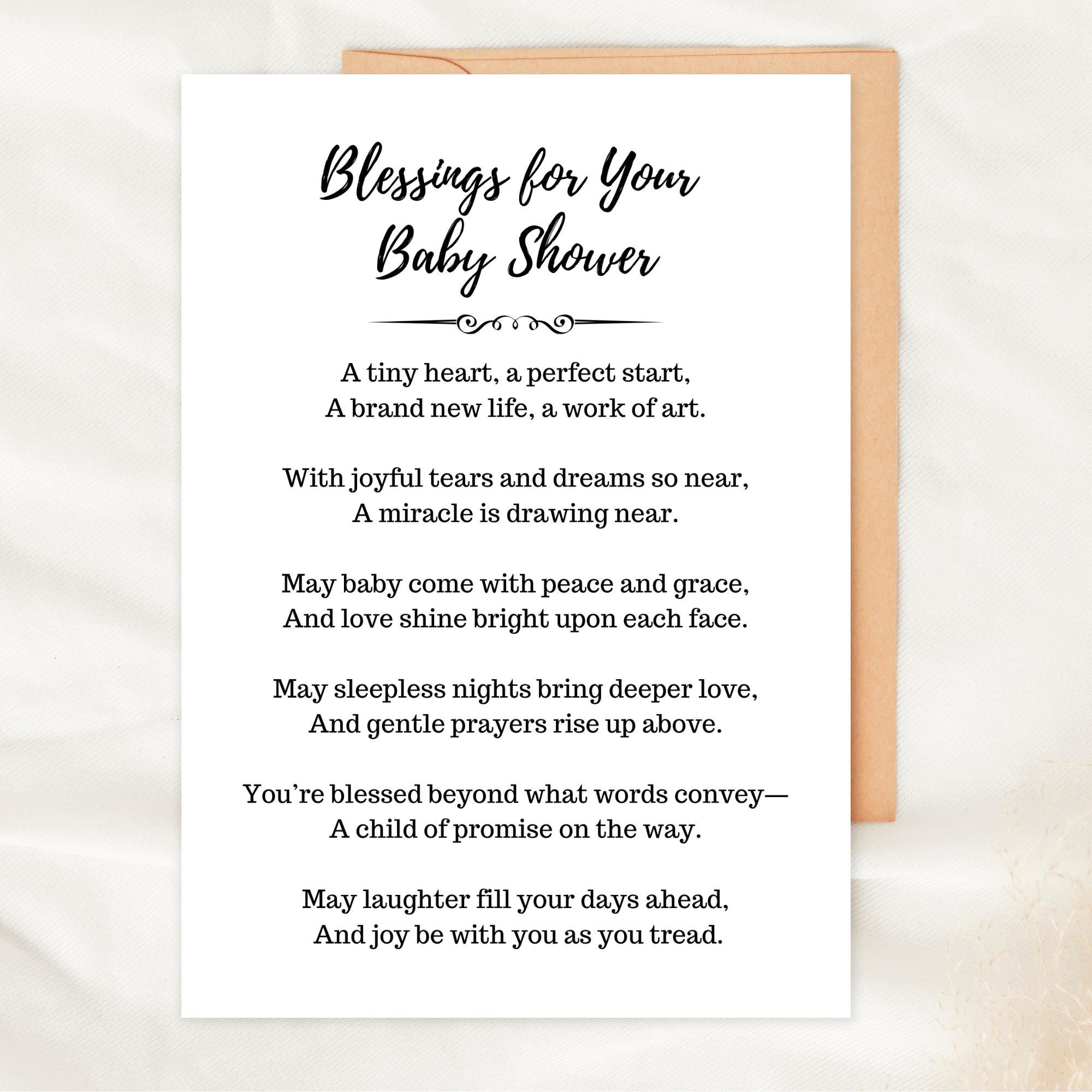 Baby Shower Blessing Card Printable Newborn Celebration Christian ...