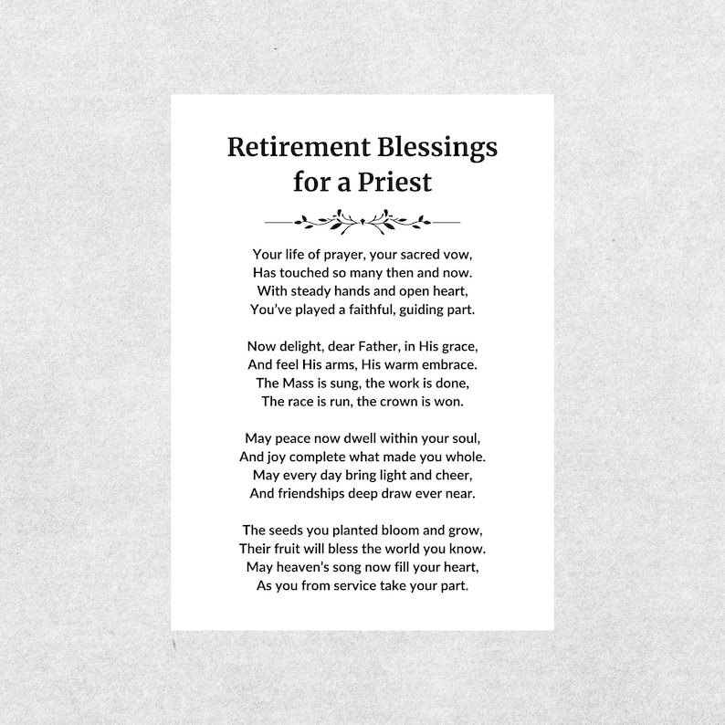 Priest Retirement Blessings Printable Card Christian Priest ...