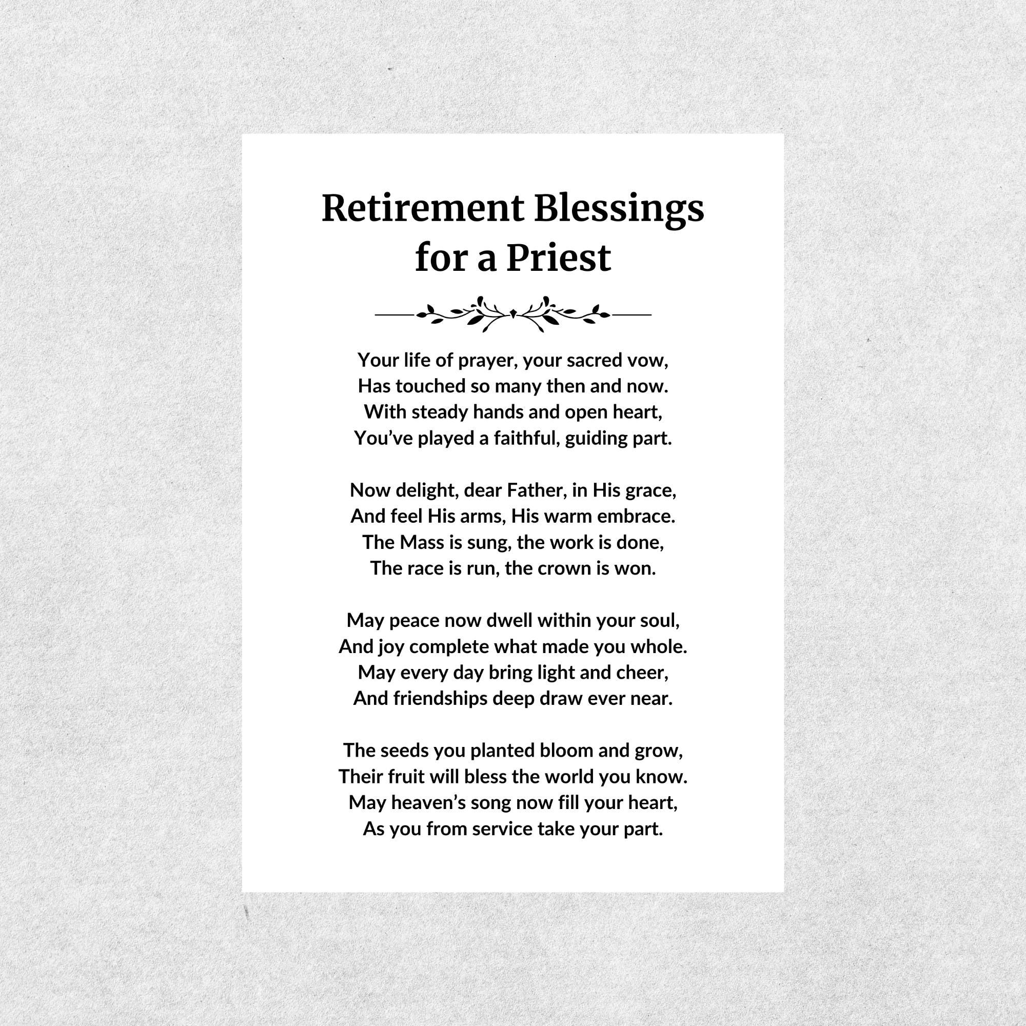 Priest Retirement Blessings Printable Card Christian Priest ...