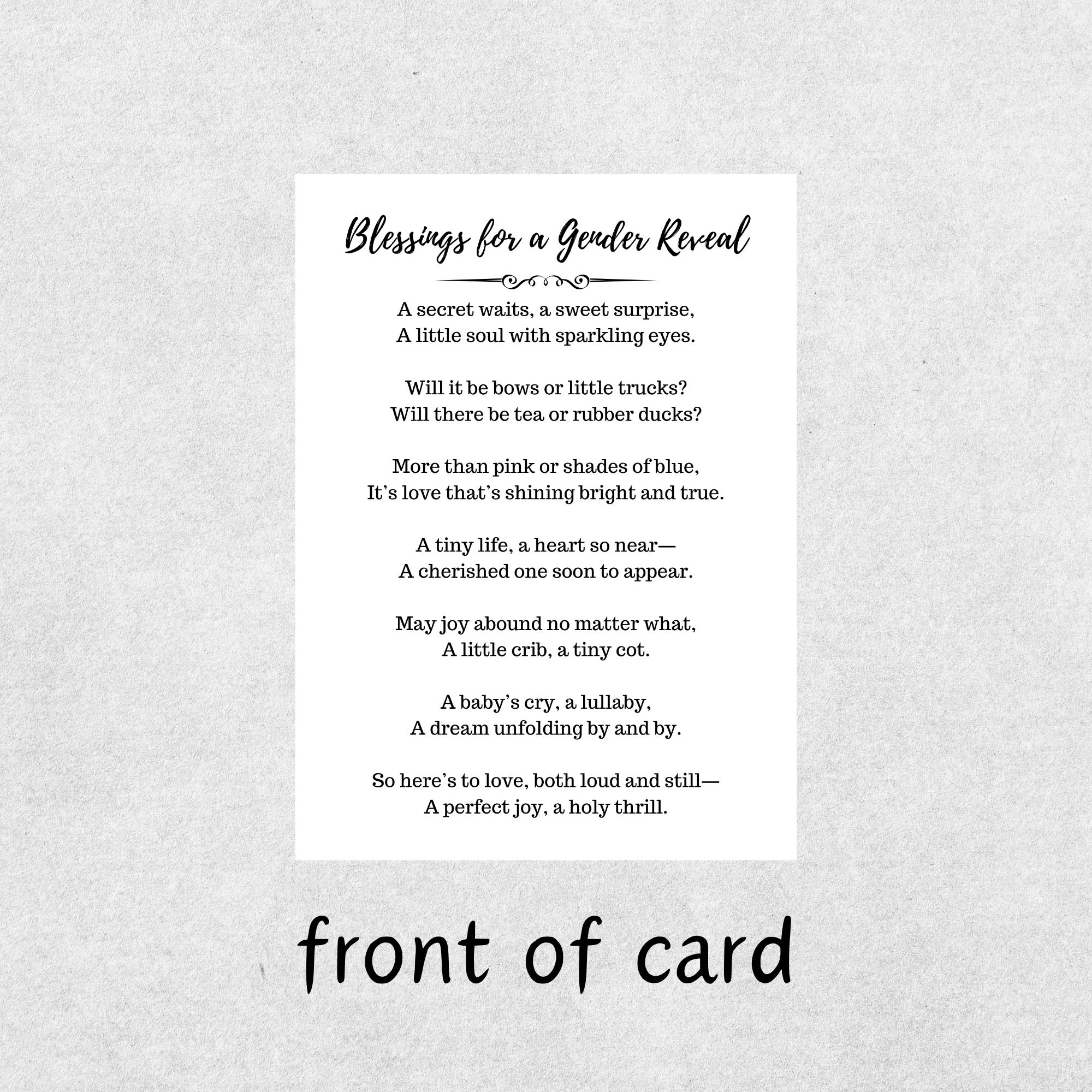 Gender Reveal Blessing Card Printable Faith Based Prayer Card Baby ...