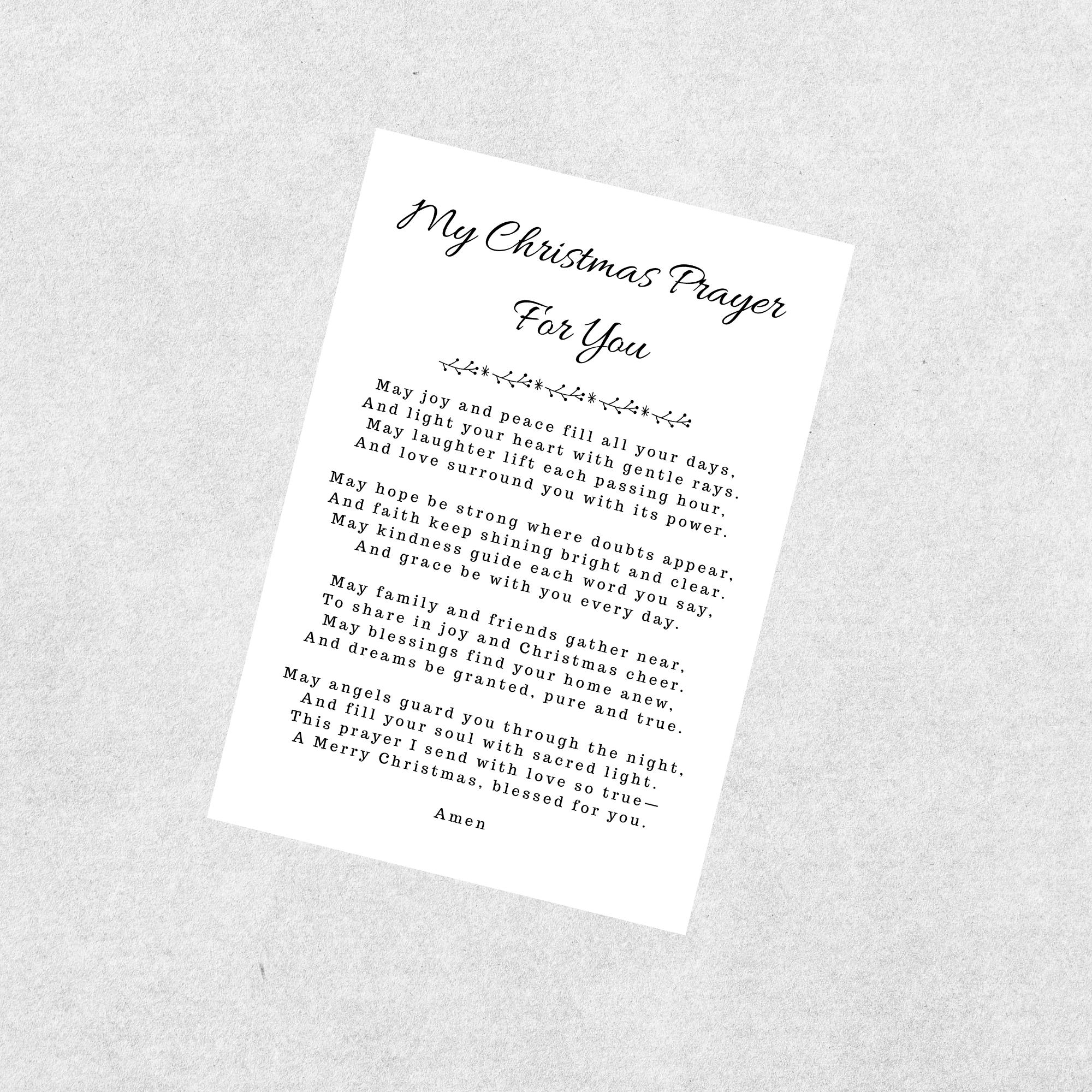 My Christmas Prayer for You Card Christian Printable Faith Based ...