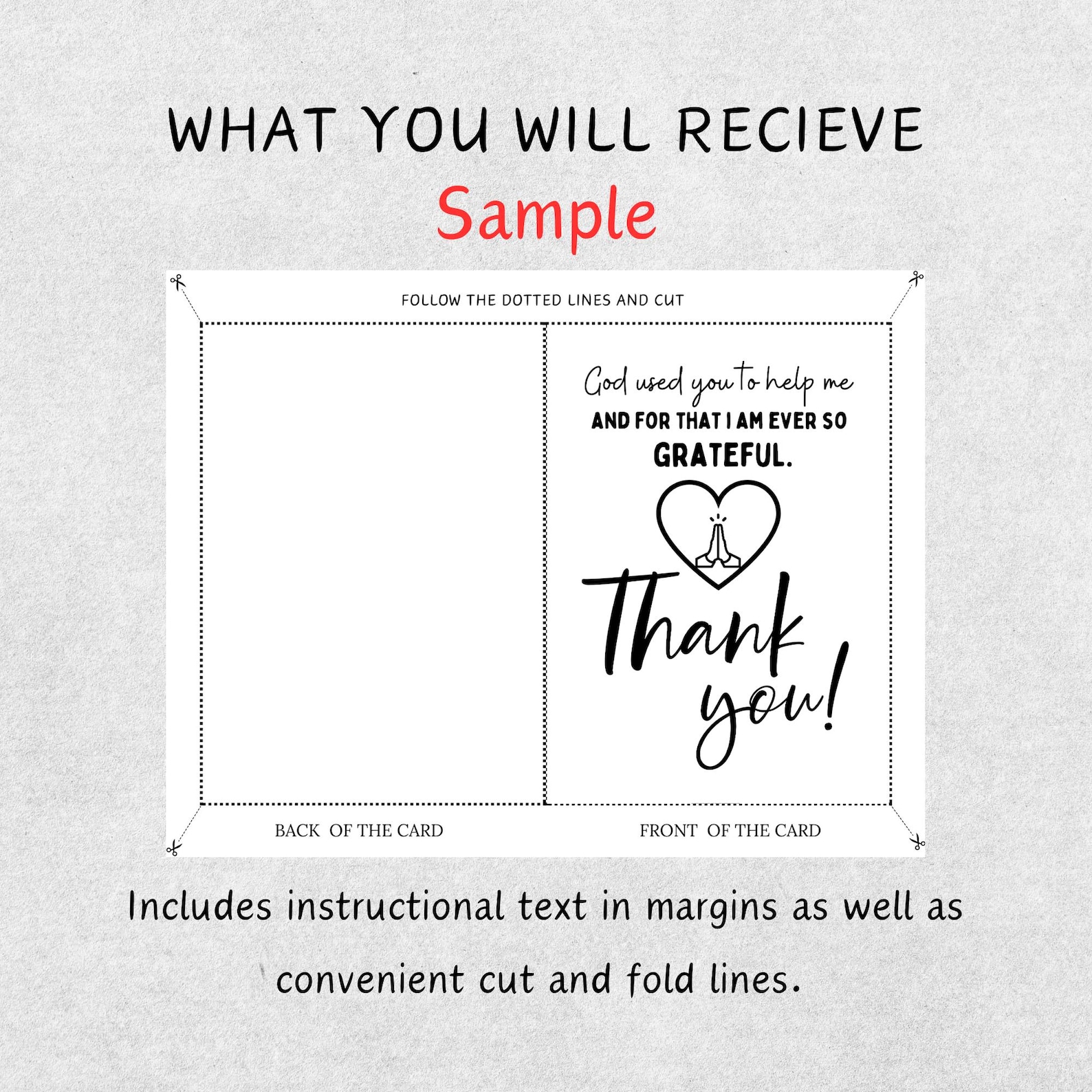 Christian Thank You Card Printable Faith Based Encouragement Gift ...