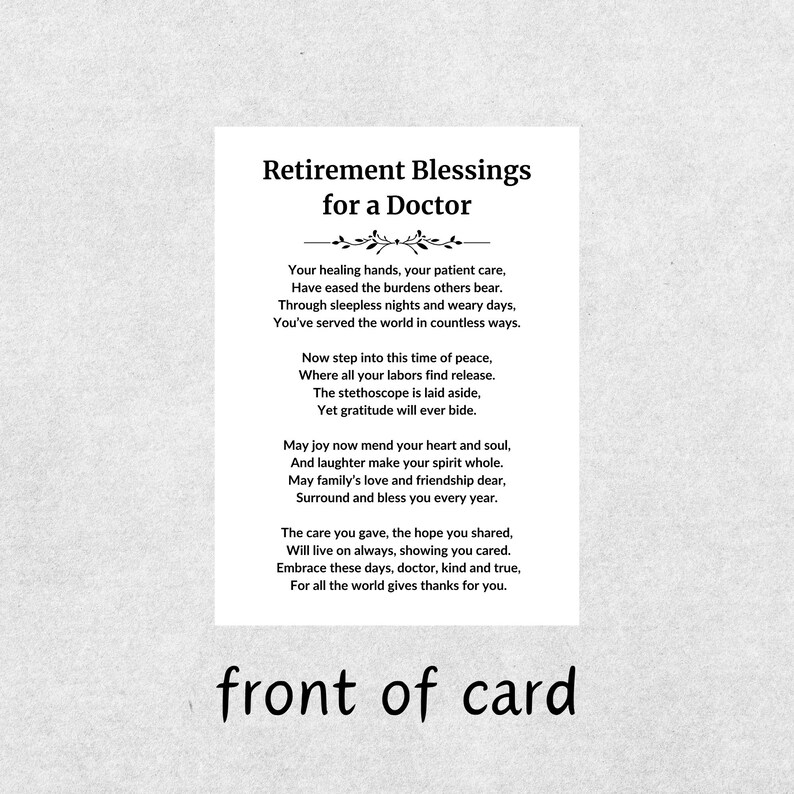 Doctor Retirement Blessings Greeting Card Printable Appreciation Card ...