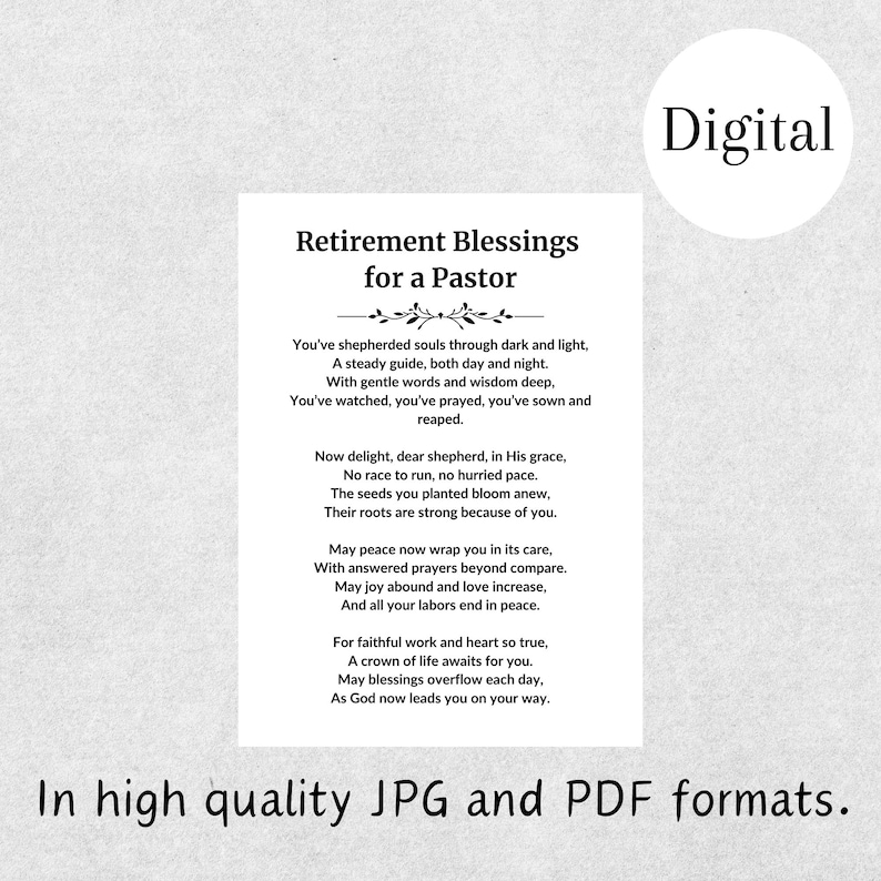 Pastor Retirement Blessings Printable Card Christian Pastor ...