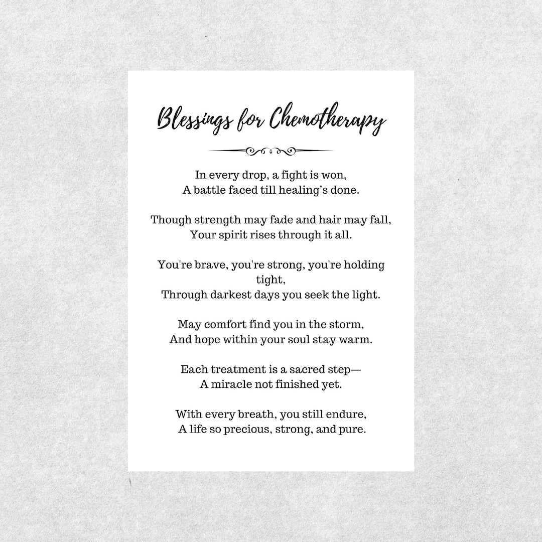 Chemotherapy Blessing Card Printable Cancer Treatment Prayer Gift ...