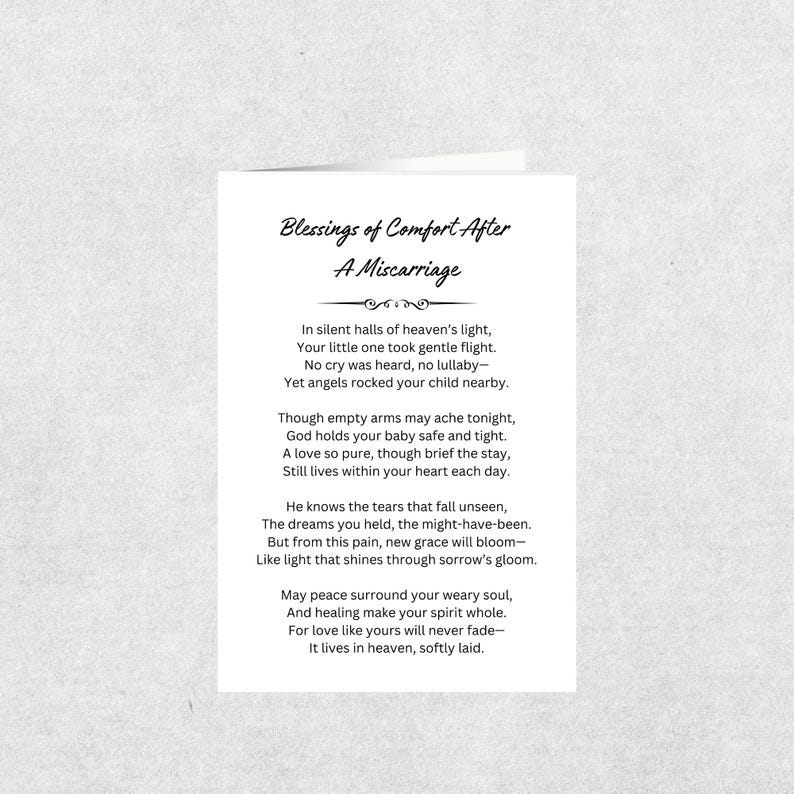 Blessings of Comfort for A Miscarriage Christian Poem Sympathy Card ...