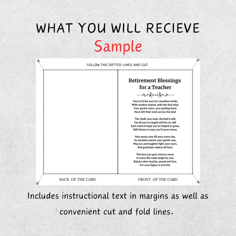 Teacher Retirement Blessings Printable Card Christian Poem Faith Based ...