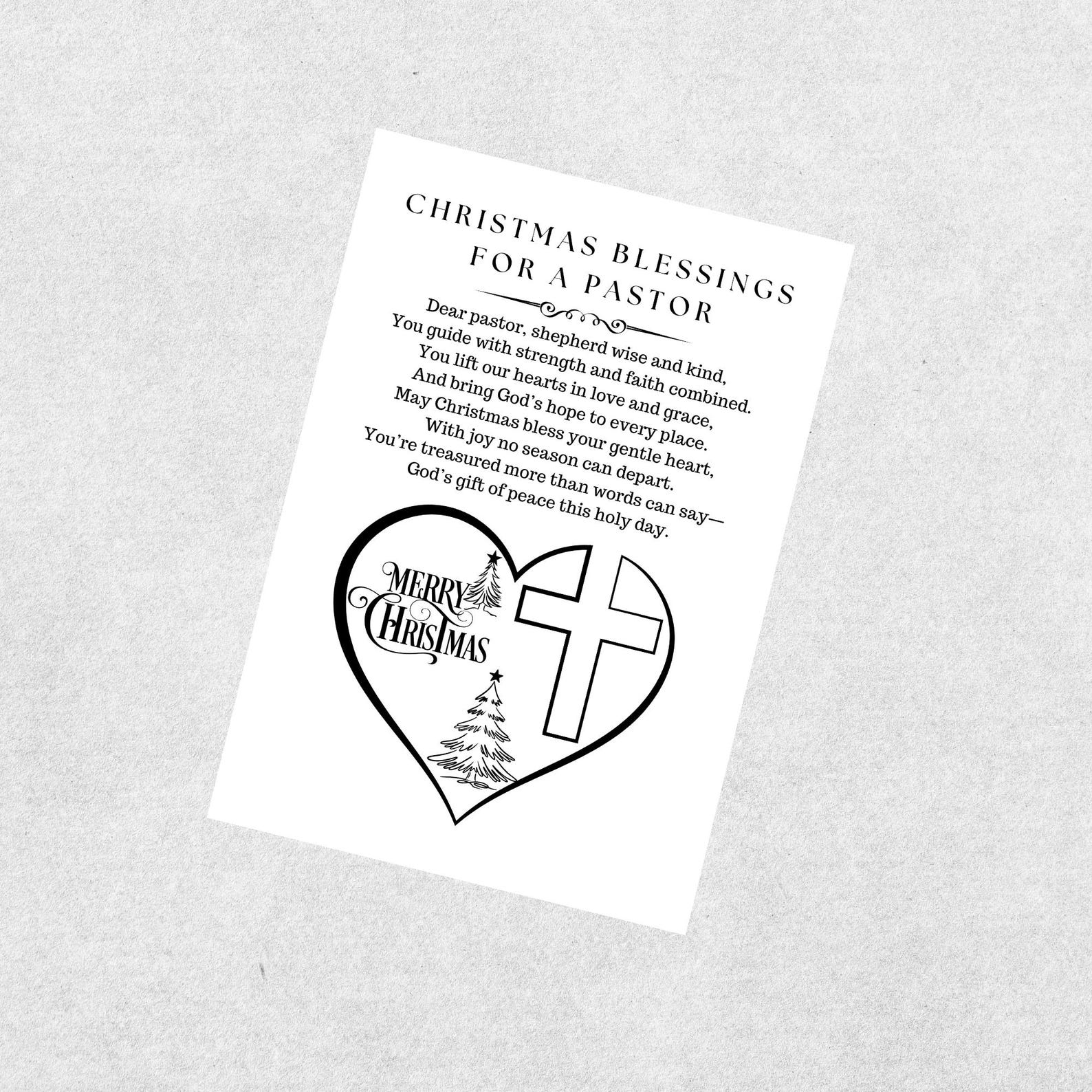 Christmas Blessings Card for a Pastor Christian Poem Prayer Printable ...