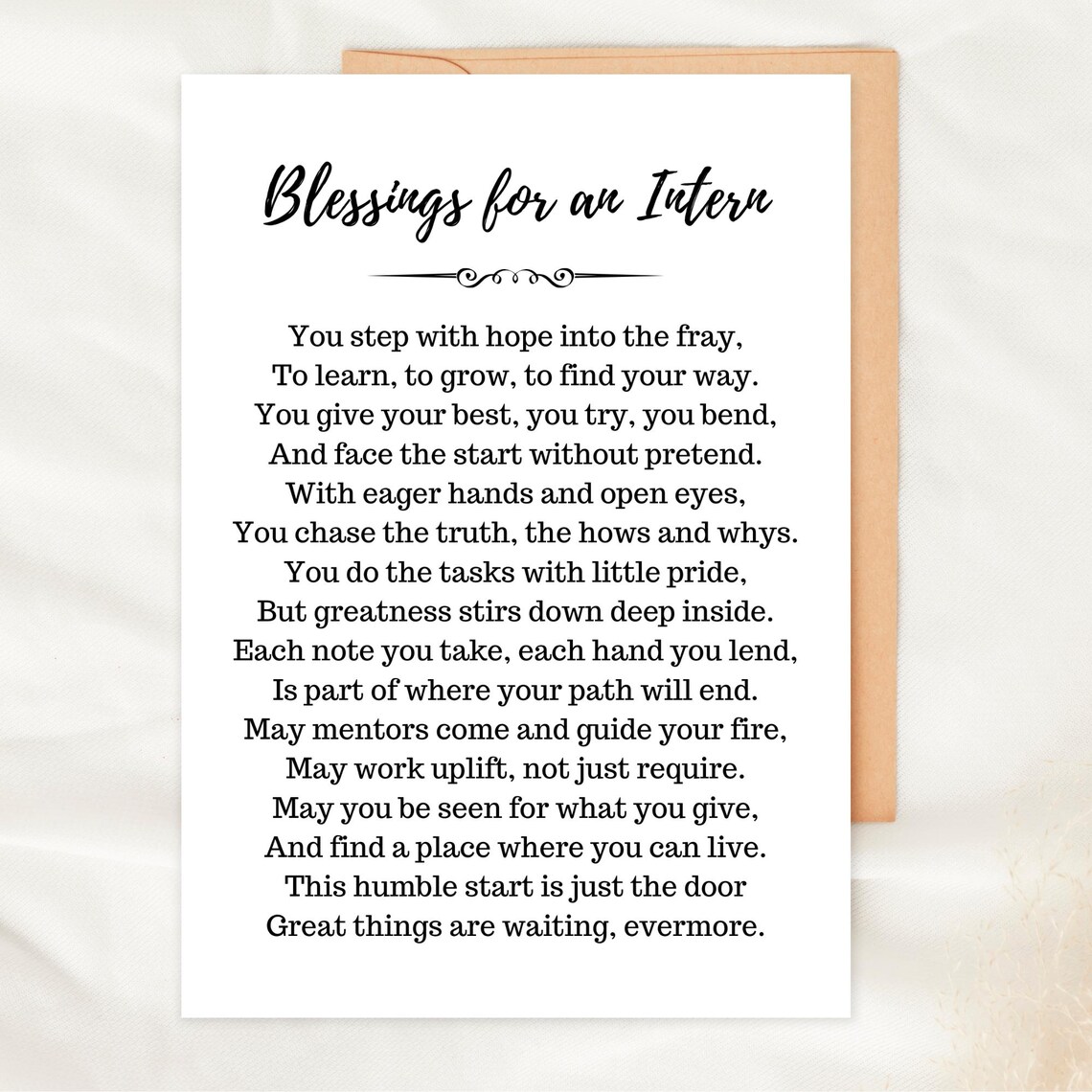 Christian Intern Blessing Card Printable Poem Prayer Faith Based ...