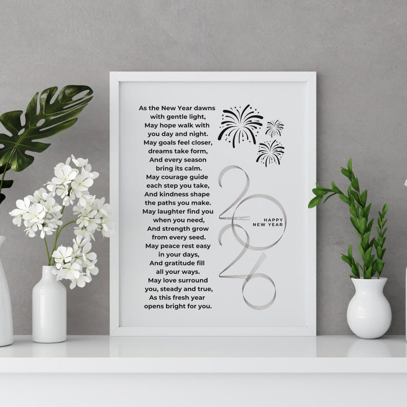 New Year Poem Wall Art 2026 Blessings Prayer Printable Encouragement ...