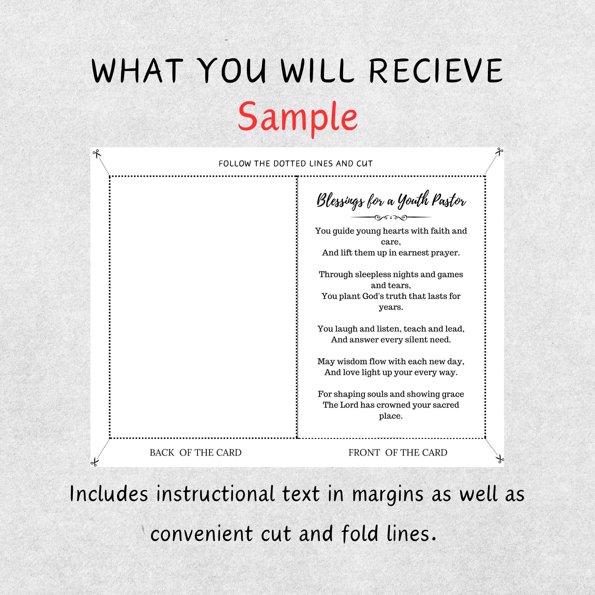 Youth Pastor Blessing Card Printable Church Leader Faith Prayer Gift ...