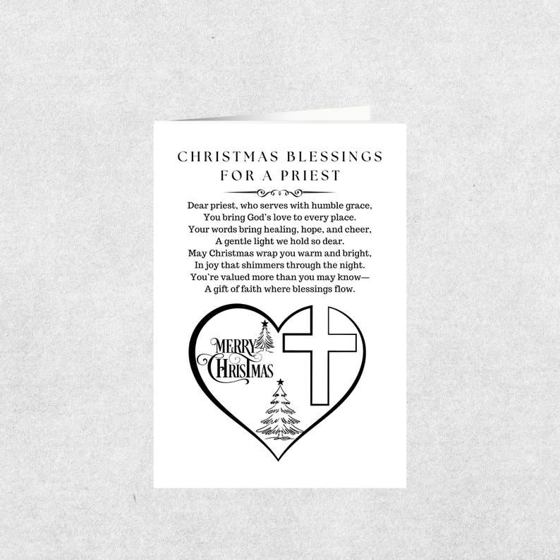 Christmas Blessings Card for a Priest Christian Poem Prayer Printable ...