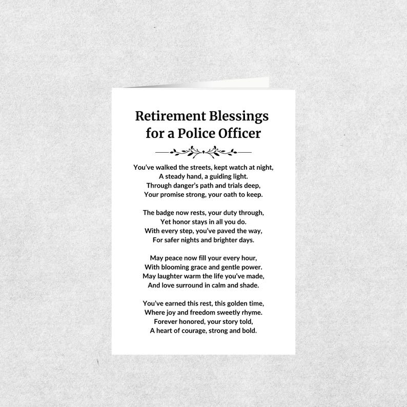 Police Officer Retirement Blessing Printable Card Christian Law ...