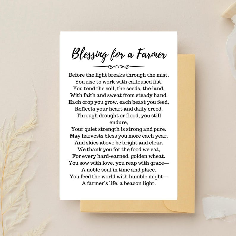 Farmer Blessing Card Printable Christian Poem Prayer Faith Based ...