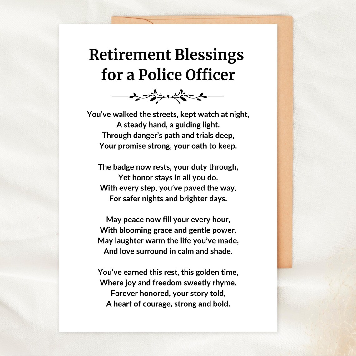 Police Officer Retirement Blessing Printable Card Christian Law ...