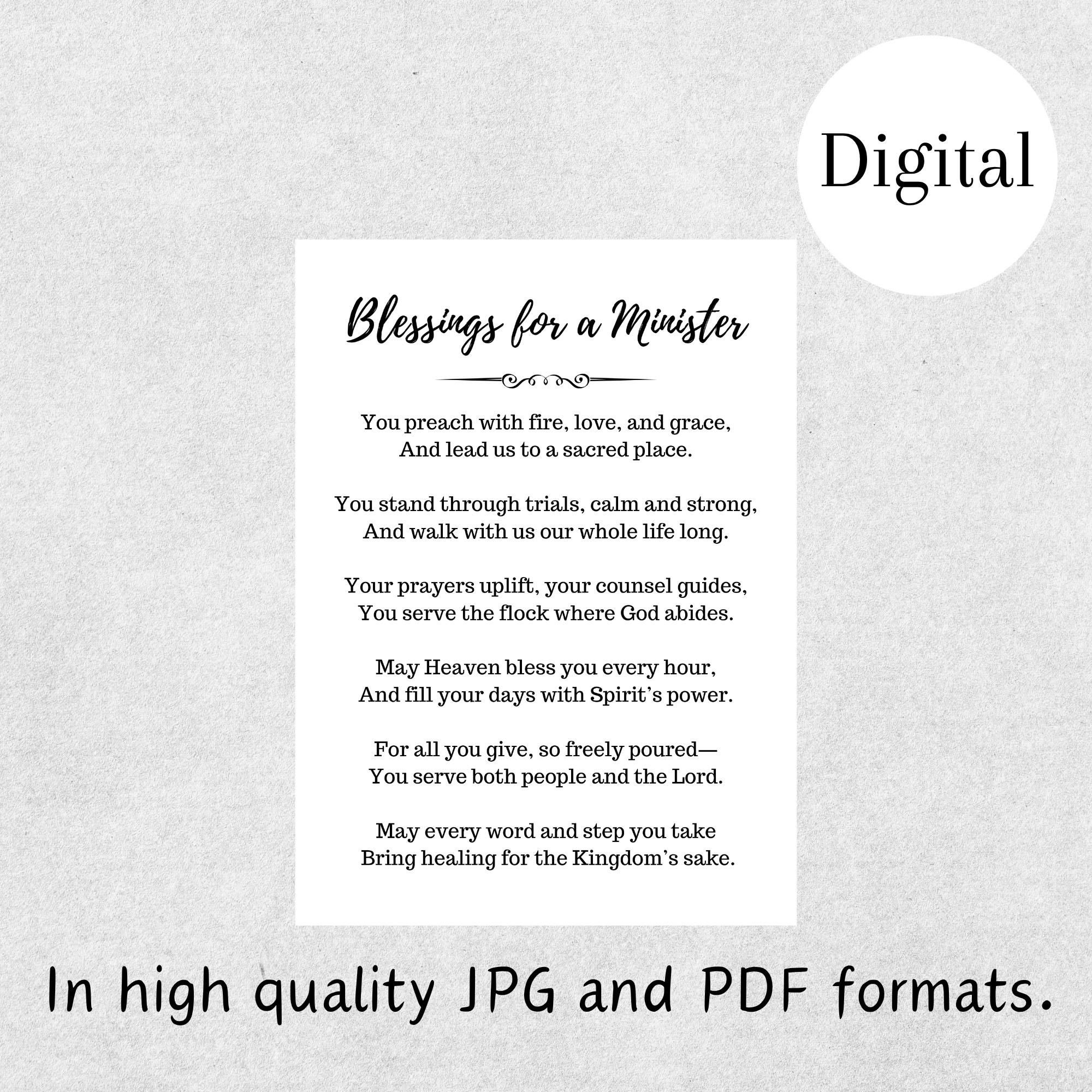 Minister Blessing Printable Card Christian Pastor Appreciation Card ...