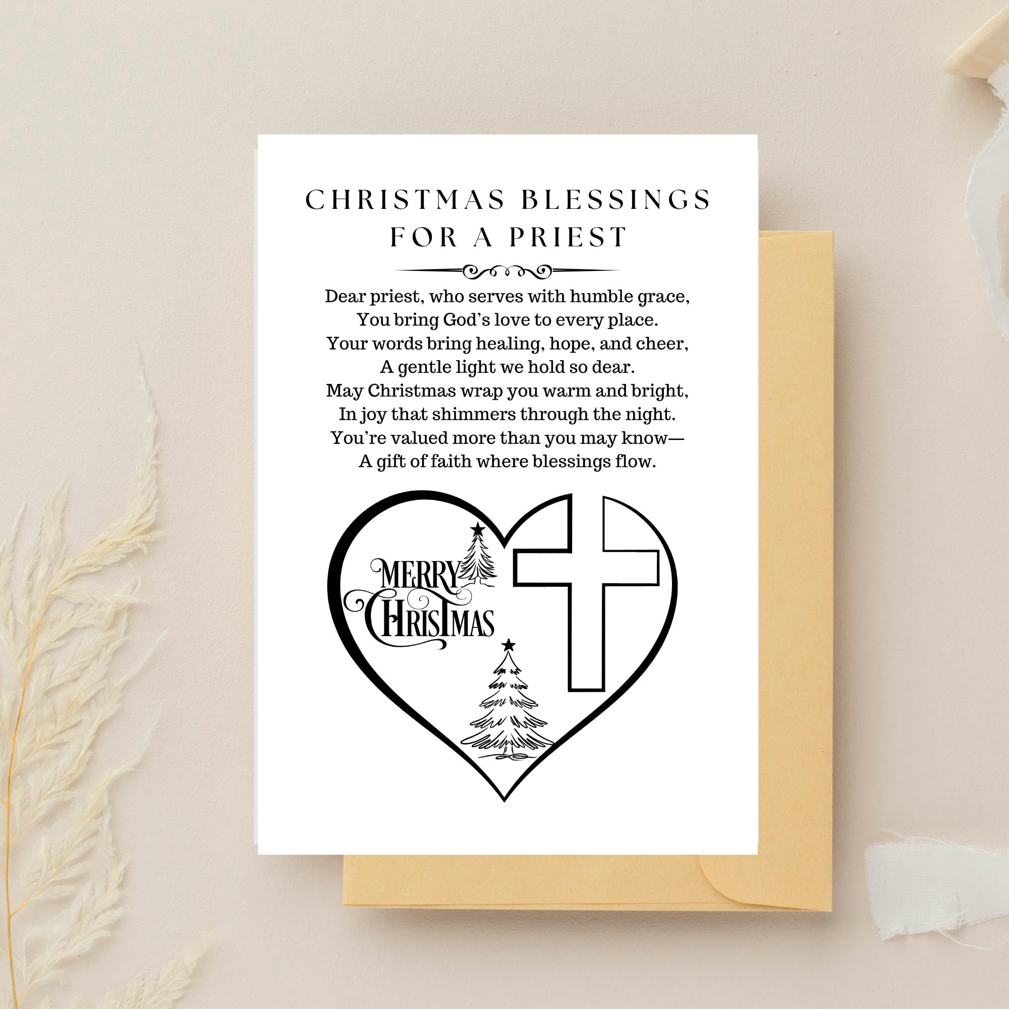 Christmas Blessings Card for a Priest Christian Poem Prayer Printable ...