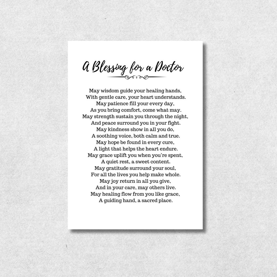 Doctor Blessing Greeting Card Printable Appreciation Card Health Care ...