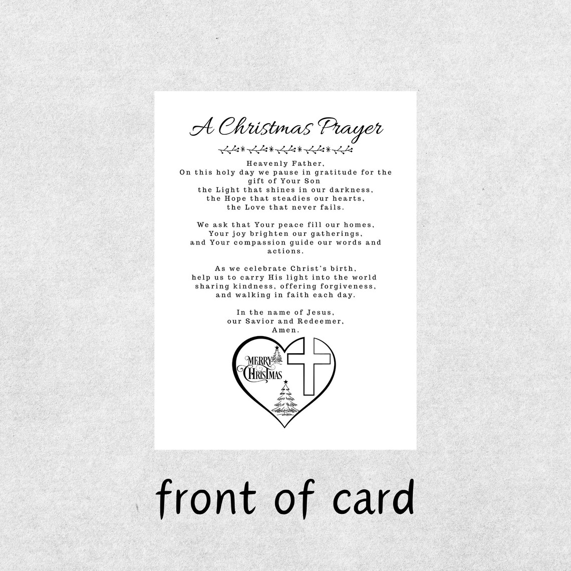 Christian Christmas Prayer Card Printable Faith Based Holiday Home ...