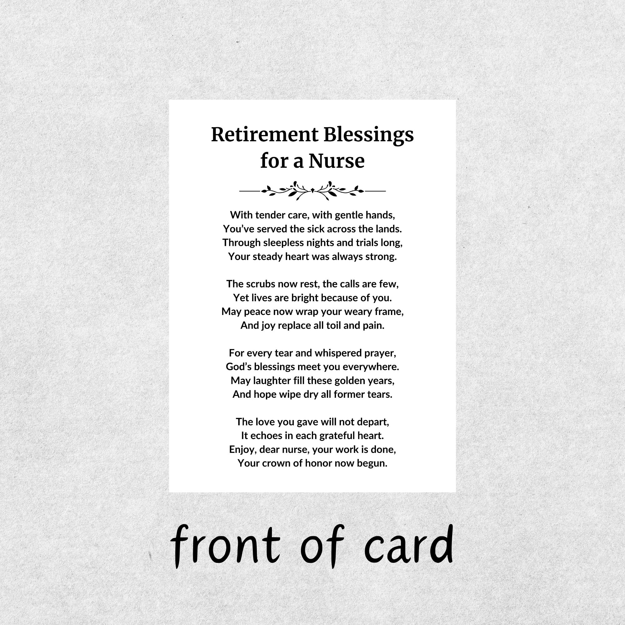 Retirement Blessings for a Nurse Printable Card Christian Retiring ...