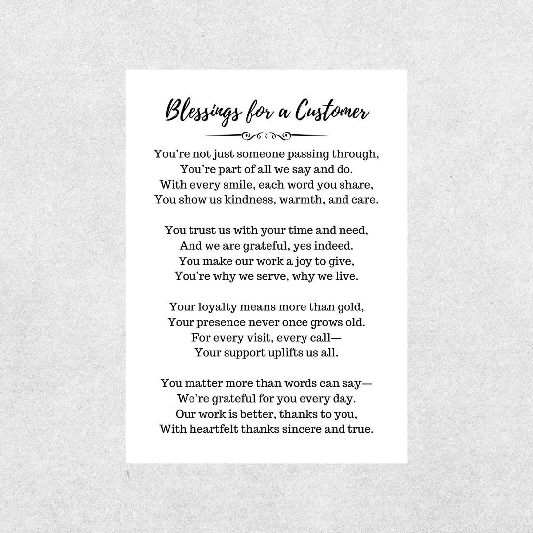 Christian Customer Blessing Card Faith Based Prayer Card for Business ...