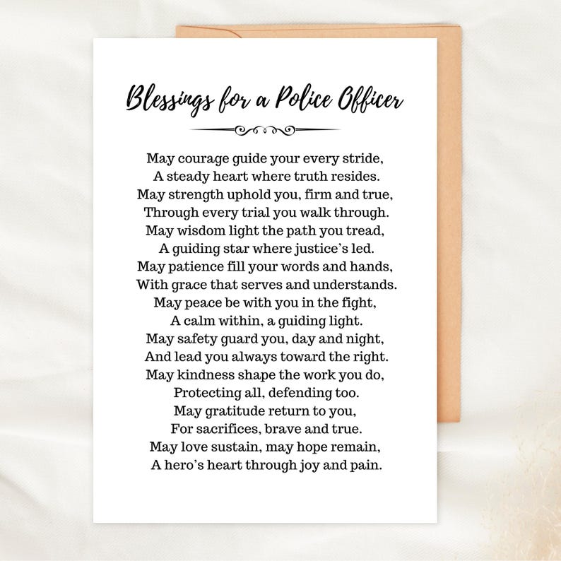 Police Officer Blessing Printable Card Christian Law Enforcement Gift ...