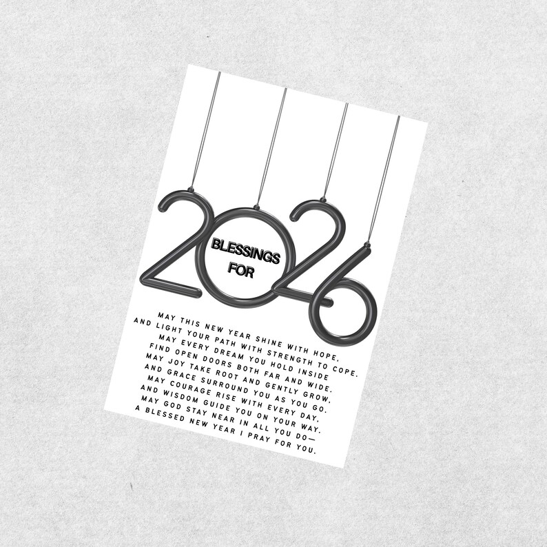 Blessings for 2026 Card Christian Poem Prayer Printable Encouragement ...