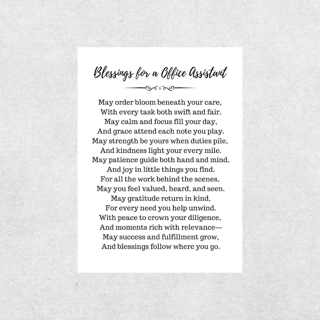 Christian Office Assistant Blessing Card: Printable Appreciation Gift ...