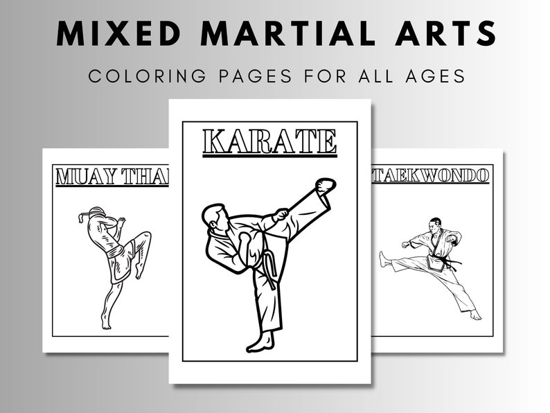 Mixed Martial Arts Coloring Pages Educational Flash Cards Kids Learning ...