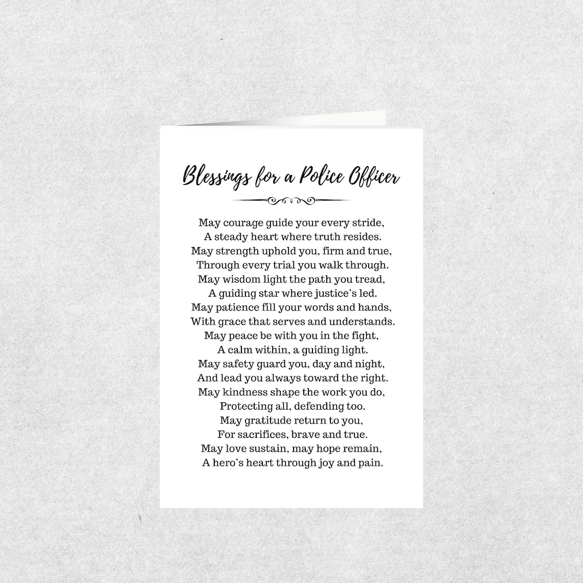 Police Officer Blessing Printable Card Christian Law Enforcement Gift ...