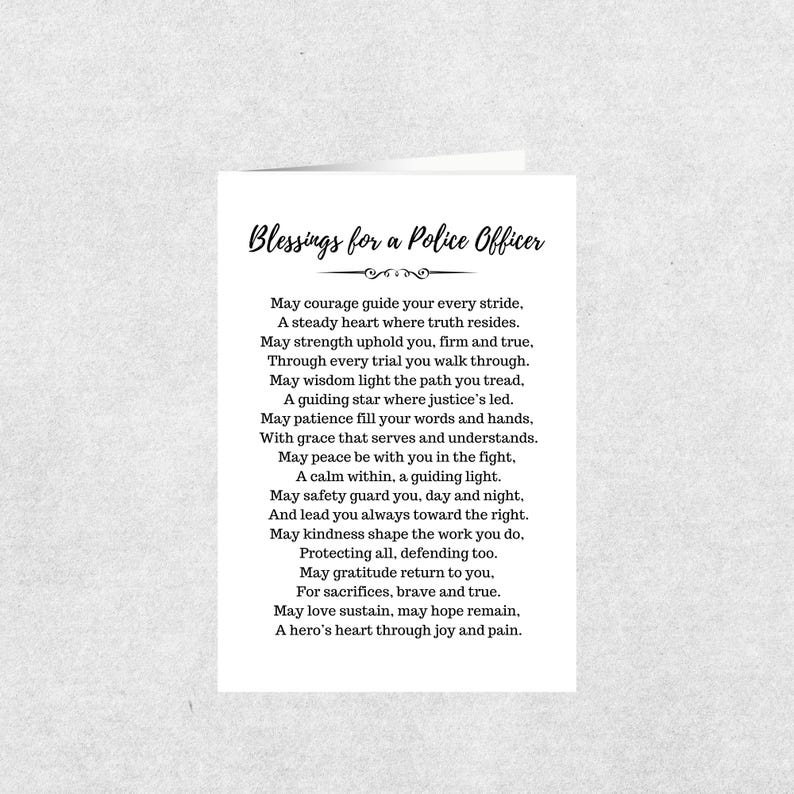 Police Officer Blessing Printable Card Christian Law Enforcement Gift ...