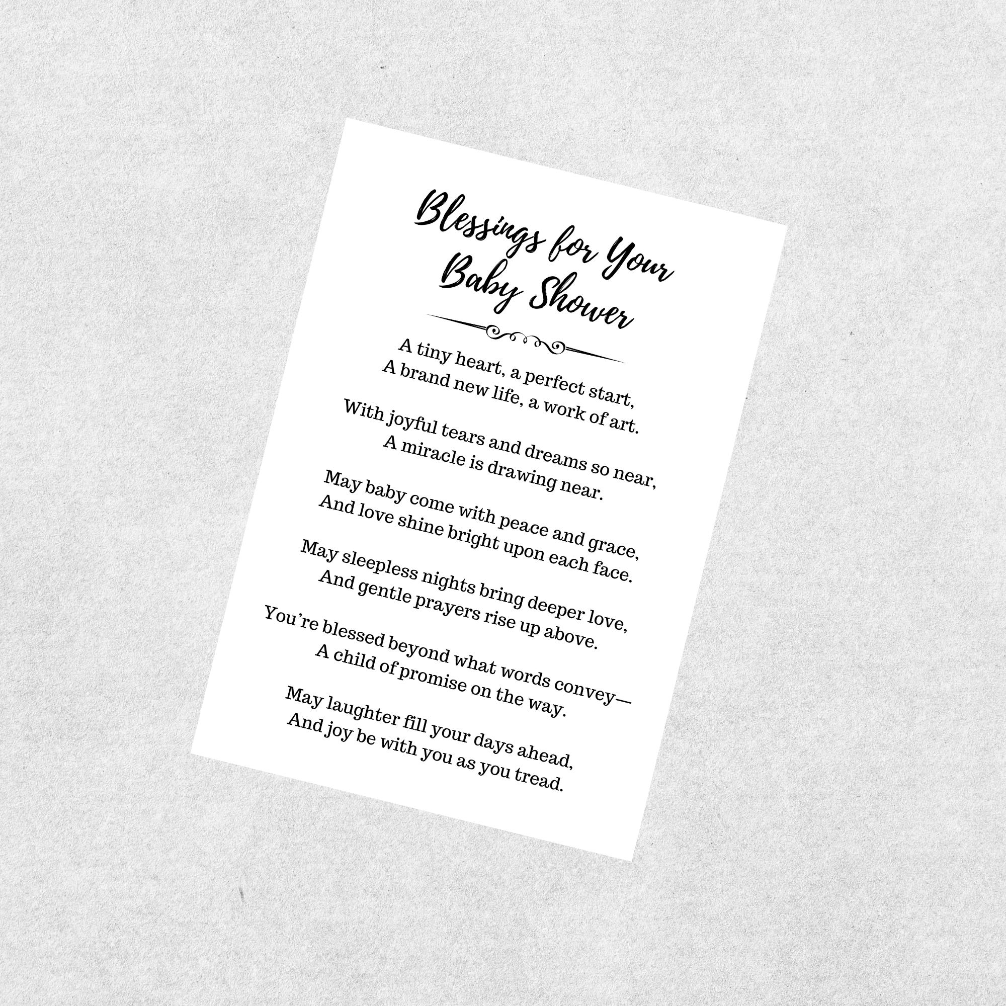 Baby Shower Blessing Card Printable Newborn Celebration Christian ...