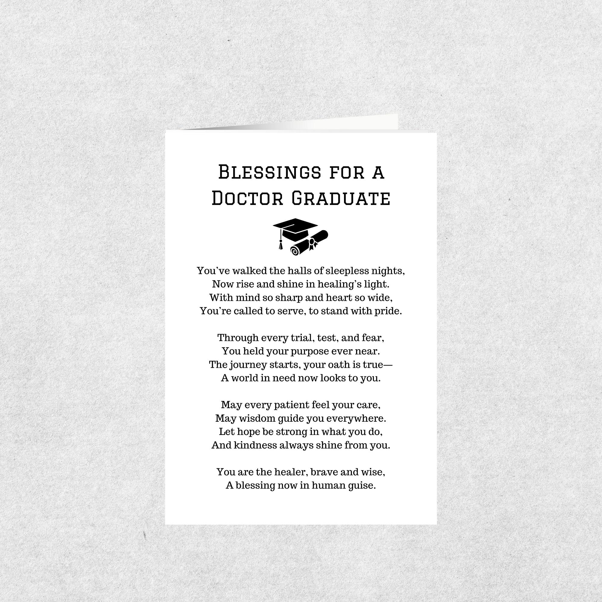 Doctor Graduate Blessings Card for Medical School Graduation Greeting ...