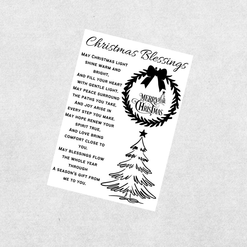 Christmas Blessings Card Printable Christian Poem Prayer Holiday Season ...