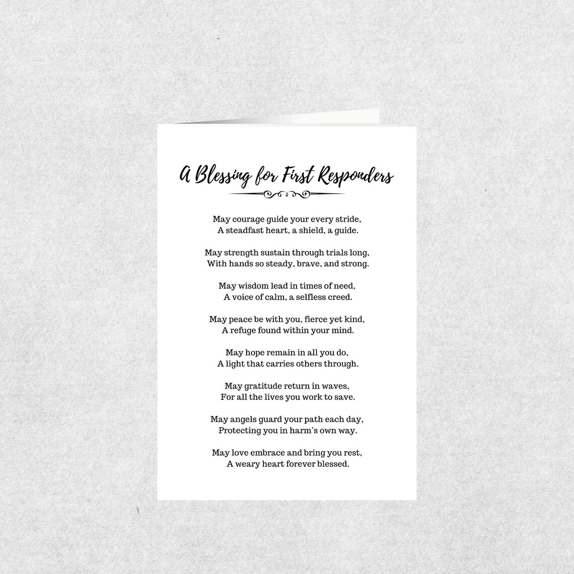 First Responder Blessing Card Printable EMT Prayer Firefighter Gift ...