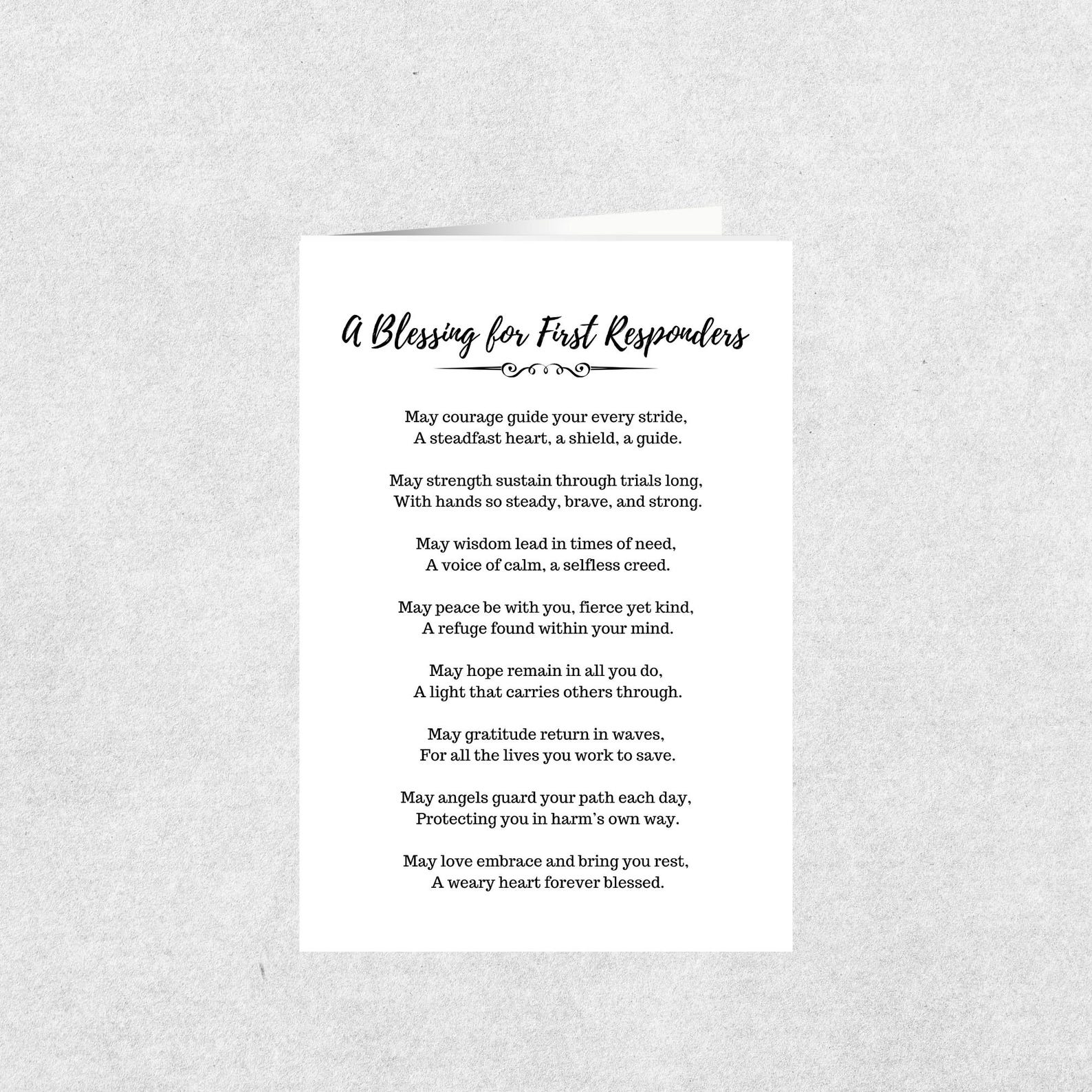 First Responder Blessing Card Printable EMT Prayer Firefighter Gift ...