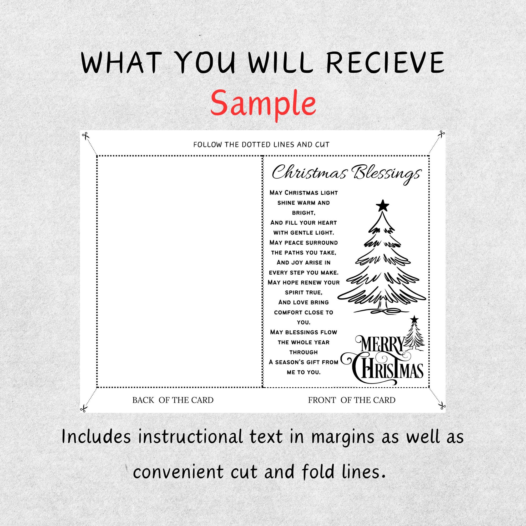 Christmas Blessings Card Printable Christian Poem Prayer Holiday Season ...
